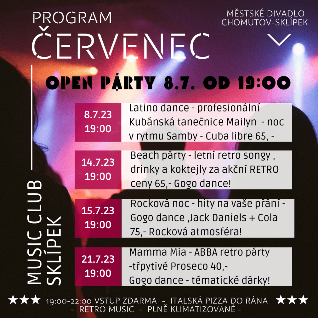 Open párty – červenec – Visit Chomutov